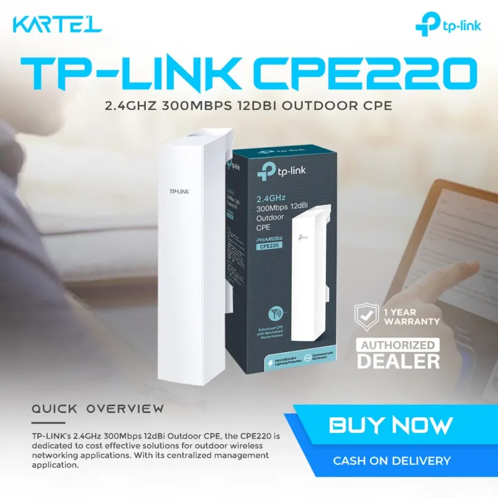 【Ready Stock】 TP-Link CPE220 2.4GHz 300Mbps 12dBi Outdoor CPE Outdoor ...