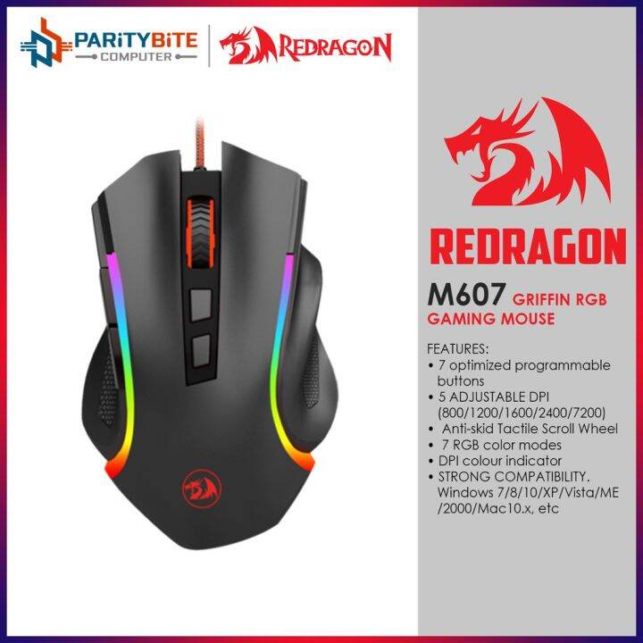 good Redragon M607 Griffin RGB 7200 DPI RGB Gaming Mouse | Lazada PH