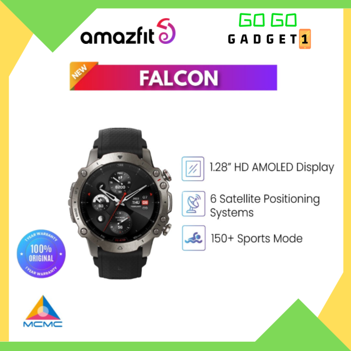 Amazfit Falcon Smart Watch Sports watch with 1.28" Amoled screen, 150+ sports modes, Heart Rate ...