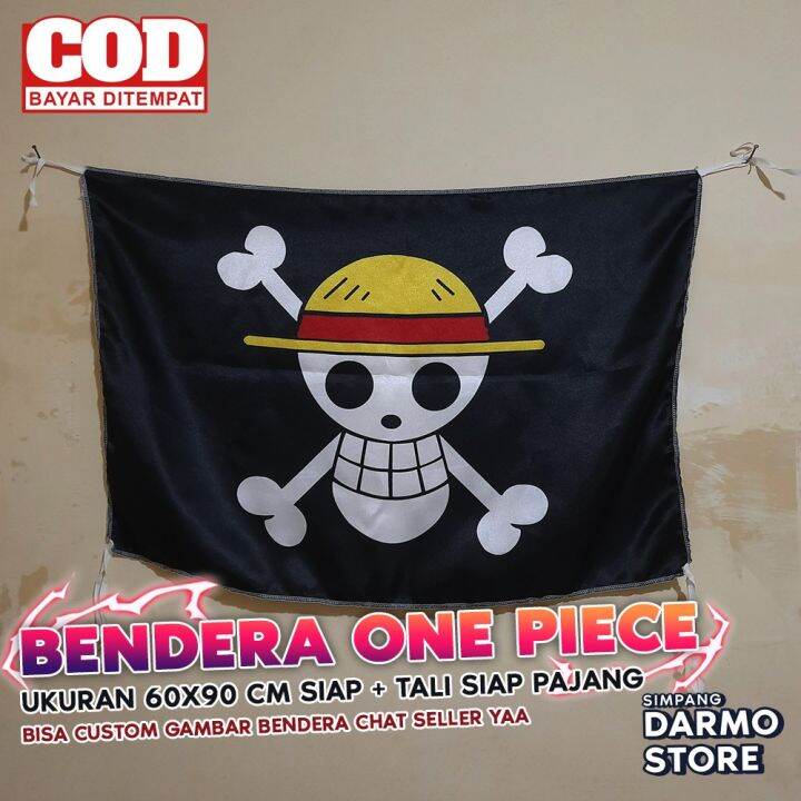 Bendera Kain One Piece Mugiwara Bajak Laut Topi Jerami Luffy Flag Anime ...