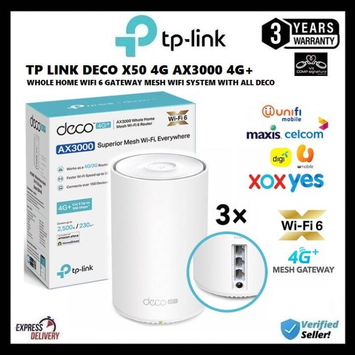 TP LINK DECO X50 4G AX3000 4G+ WHOLE HOME WIFI 6 GATEWAY MESH WIFI ... TP LINK DECO X50 4G AX3000 4G+ WHOLE HOME WIFI 6 GATEWAY MESH WIFI ...