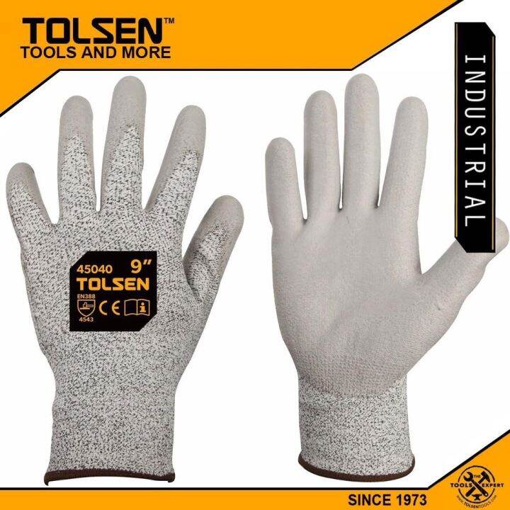 Tolsen Industrial Cut Resistance Protective Gloves Level 5 (9 - 10 ) face mask with design piso ...