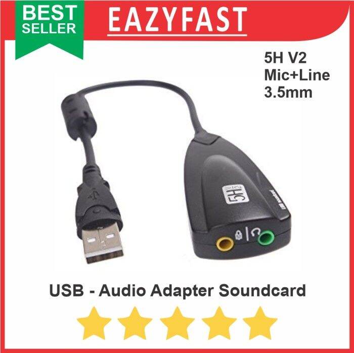 USB Soundcard Adapter 3.5mm Jack Audio Speaker Microphone PC Laptop ...