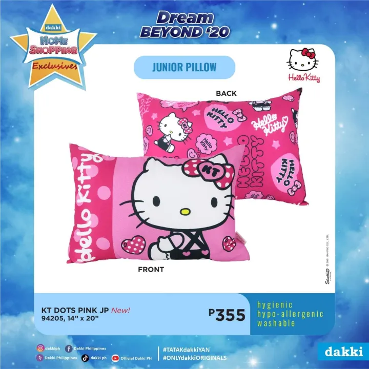 DAKKI HELLO KITTY DOTS PINK JUNIOR PILLOW | Lazada PH