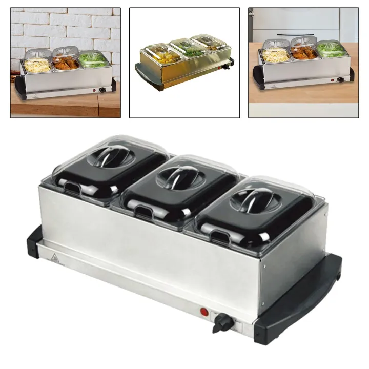 Moon Crystale Electric Buffet Server Tray triple grids Warming for ...