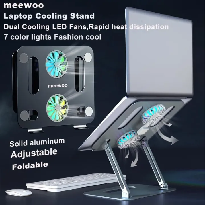 Meewoo Laptop Stand With Fan Aluminum Alloy Laptop Riser Laptop Cooler ...
