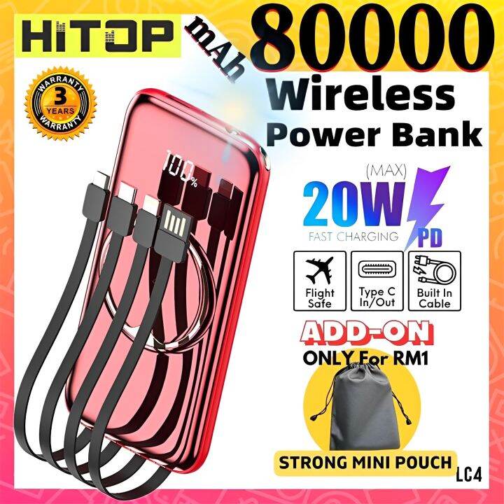 HITOP power bank 800000mah original Wireless powerbank fast charging ...