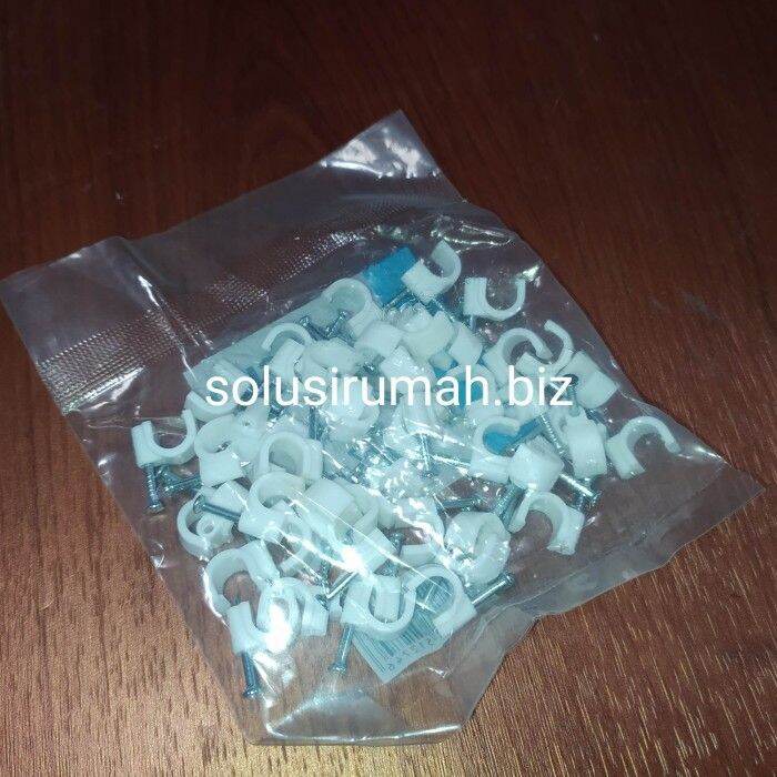 KLEM KABEL 7MM PLASTIK PACK 50PCS 7 MM CLAMP KLIP CABLE PAKU BETON ...