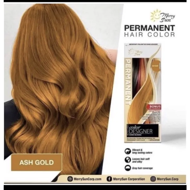 100 AUTHENTIC MERRY SUN PERMANENT ASH GOLD COLOR KIT COD | Lazada PH
