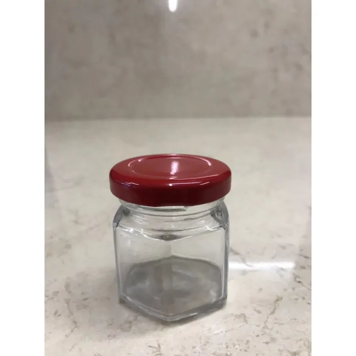 【Local】 24Pcs 45ML Hexagon Glass Jar Size 4.3CM X 4.3CM X 5CM With Free Seal | Lazada PH