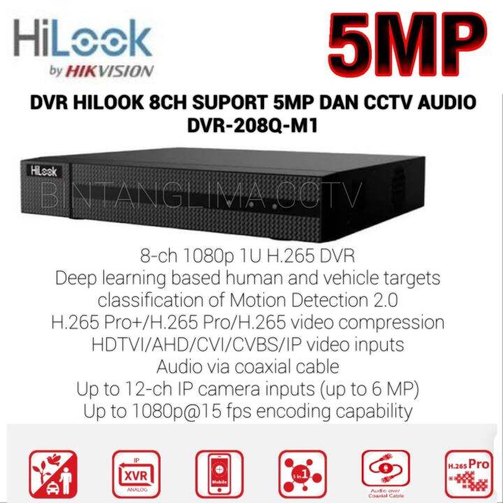 DVR-208Q-M1 - HILOOK DVR 8CH SUPPORT 5mp DAN CCTV AUDIO | Lazada Indonesia