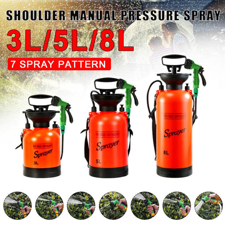 ฝักบัวรดน้ำต้นไม้แบบพกพา3L/5L/8L,7โหมดเครื่องพ่นสารเคมีขวดสเปรย์แรงดันสำหรับสวน | Lazada.co.th