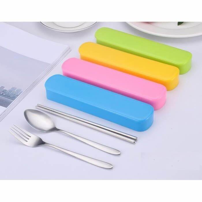 ALAT SET MAKAN STAINLESS STEEL DENGAN KOTAK SLIDE | Lazada Indonesia
