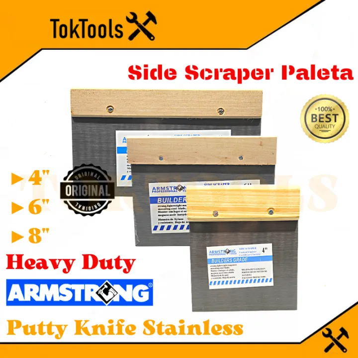 Armstrong Stainless Side Putty Knife Scraper Paleta Wood Handle 4" ,6 ...