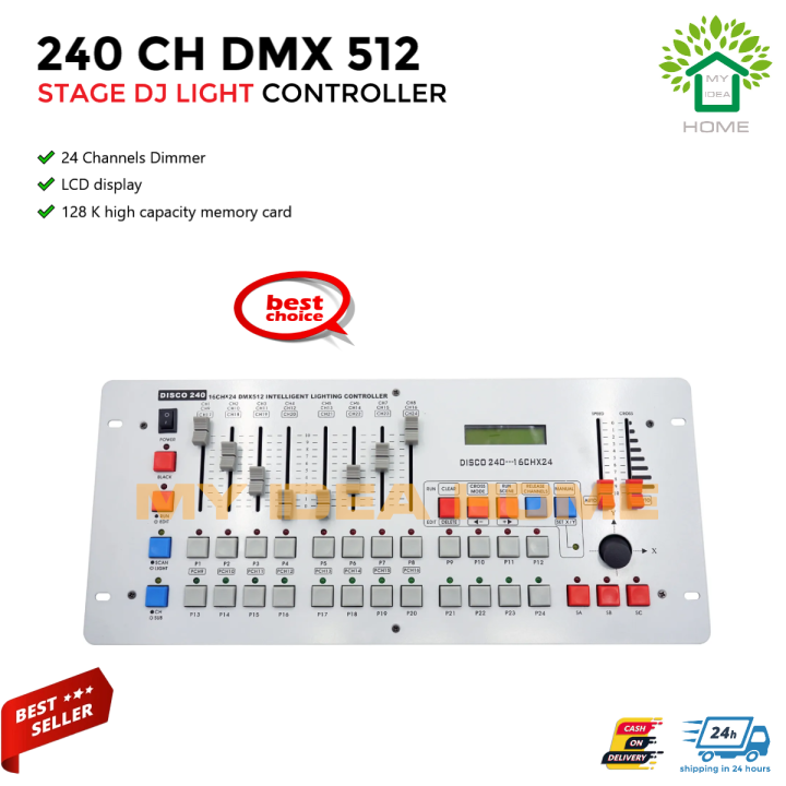 Disco 240 DMX 512 Intelligent Lighting Controller Multi-Function Console For Stage Bar DJ ...