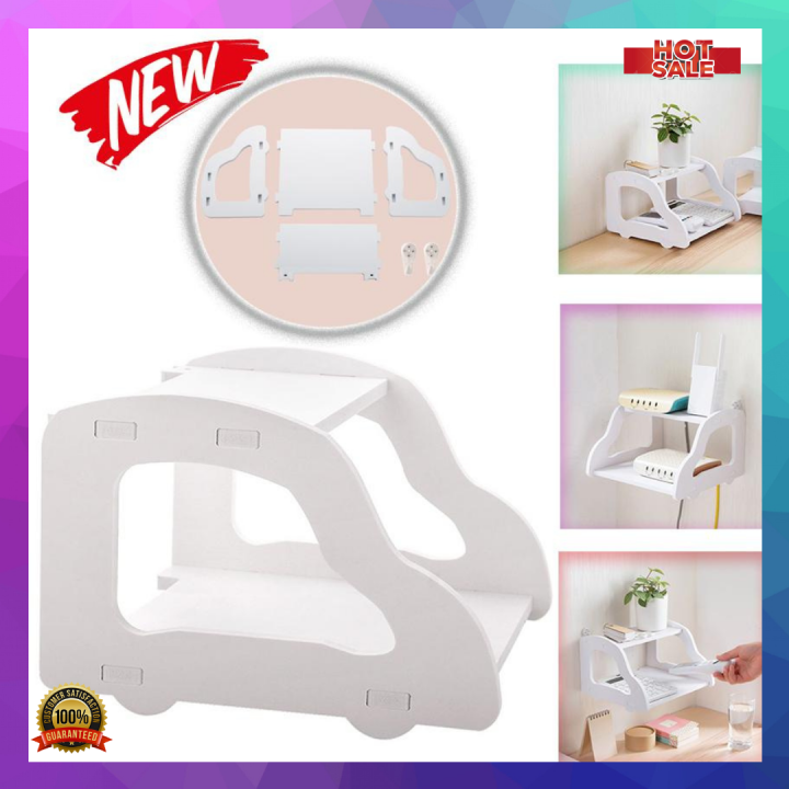 Storage Rack Display Holder Double Floating Wall Mount Shelf Wood Desk ...