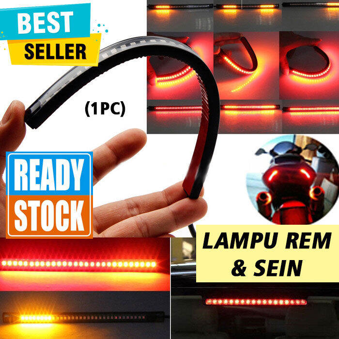 Lampu Rem dan Sein LED Strip Indikator Sepeda Motor 1 PC Flexible Brake ...