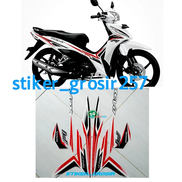 STIKER STRIPING & LIS BODY MOTOR HONDA REVO FI INJEKSI 2015 PUTIH MERAH ...