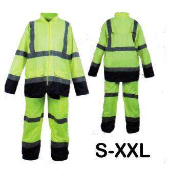 Frontliner Hi-Viz Green / Navy Blue PVC Raincoat Jacket & Pants w ...