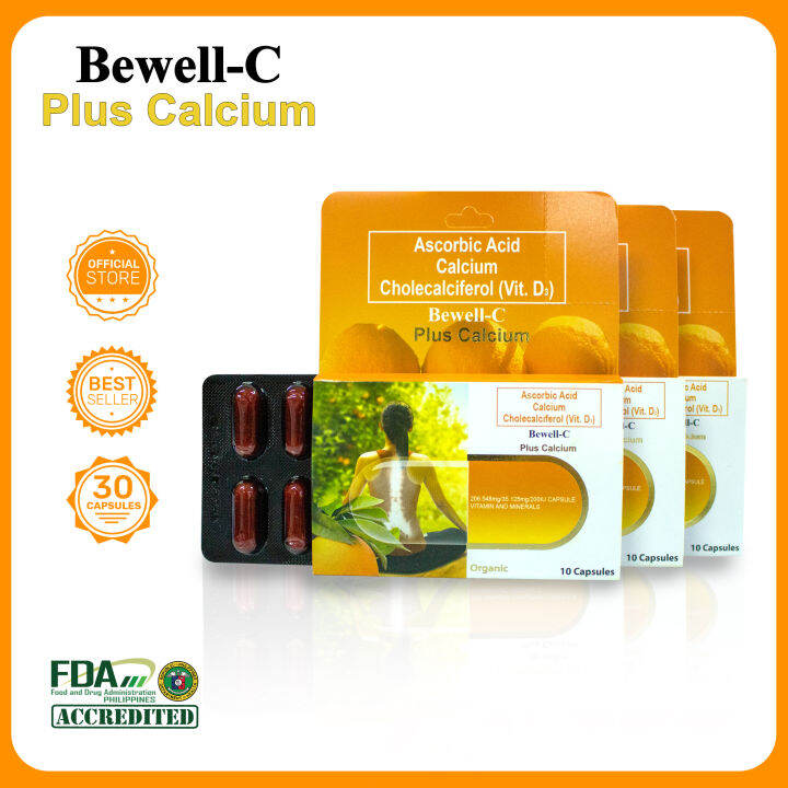 Bewell-C Plus CALCIUM 3 in 1 Vitamin C with Calcium Supplement 1000mg Capsules 3 Flaps, 30 ...
