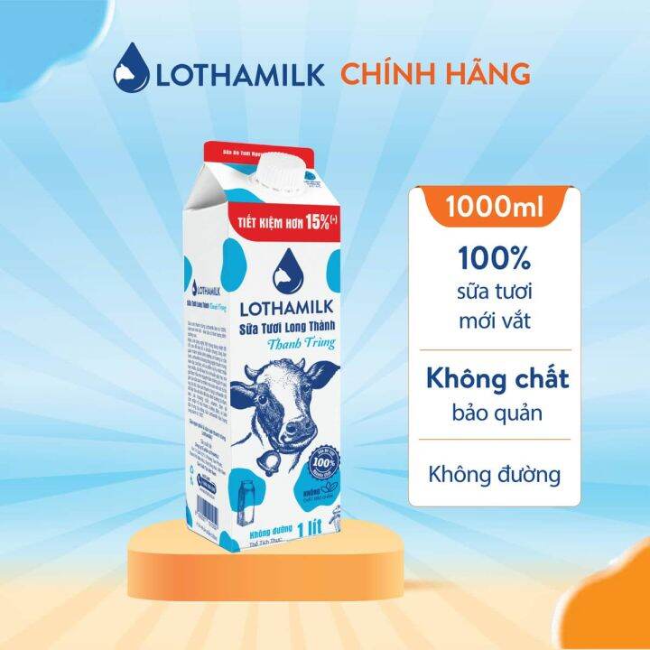 Sữa tươi thanh trùng Lothamilk hộp 1L | Lazada.vn