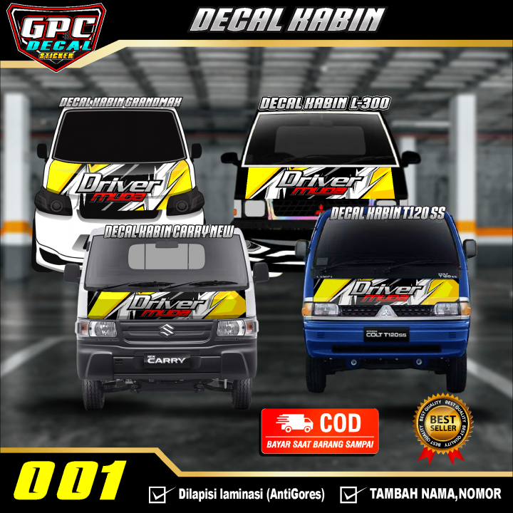 STICKER DECAL KABIN DEPAN MOBIL PICK UP CARRYNEW,GRANDMAX,L300,FUTURA ...
