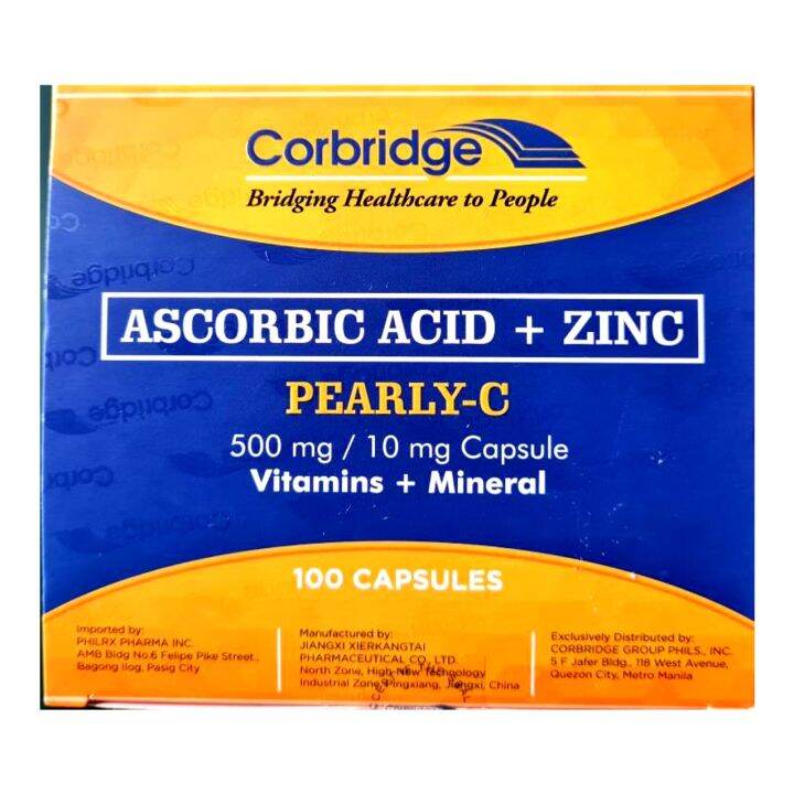100 Capsules Corbridge Pearly-C (Vitamin C Ascorbic Acid + Zinc ...