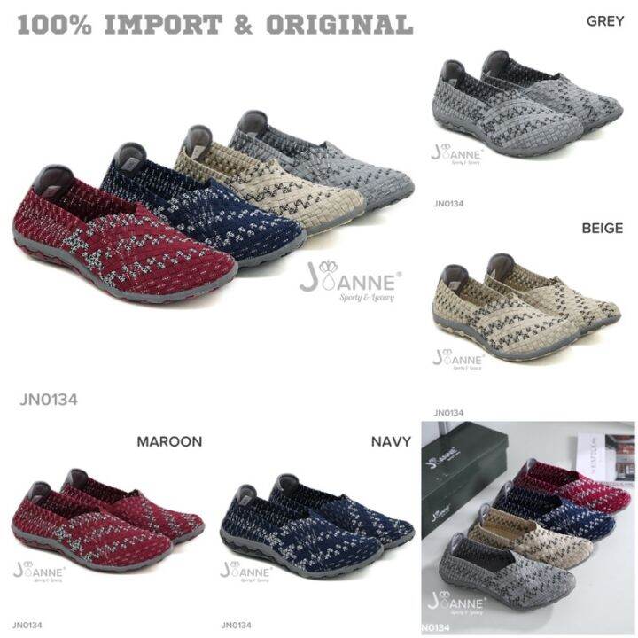 [ORIGINAL] JOANNE Rajut Knit Flats Shoes Sepatu Wanita #JN0134 | Lazada ...