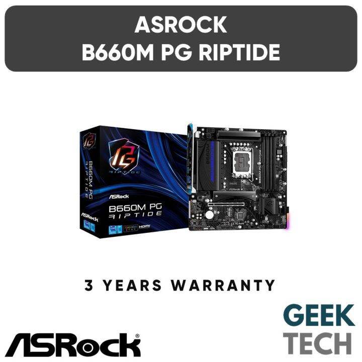 ASROCK B660M PG Riptide mATX Motherboard - Support 12th Gen Intel LGA1700 / BCLK Non-K CPU OC ...