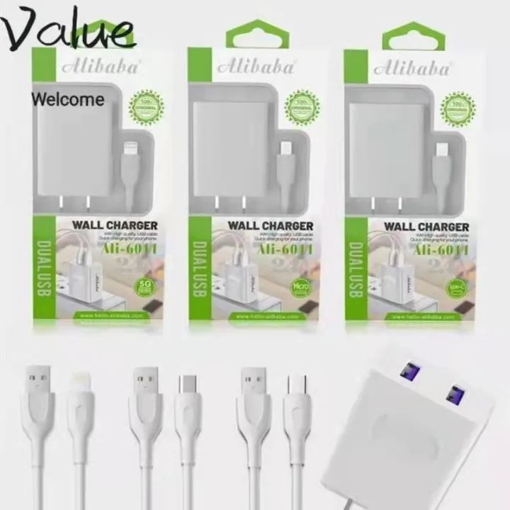 Value Original Alibaba Fast Charger 18W 2.4A Dual USB Port Charger with ...