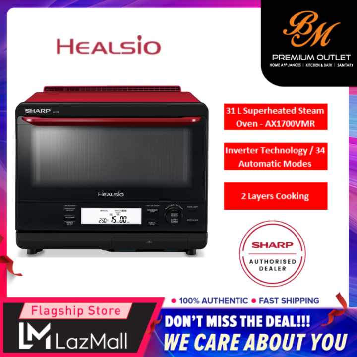 SHARP HEALSIO STEAM WATER OVEN [ AX1700VMR ] 31L COUNTERTOP SUPERHEATED ...