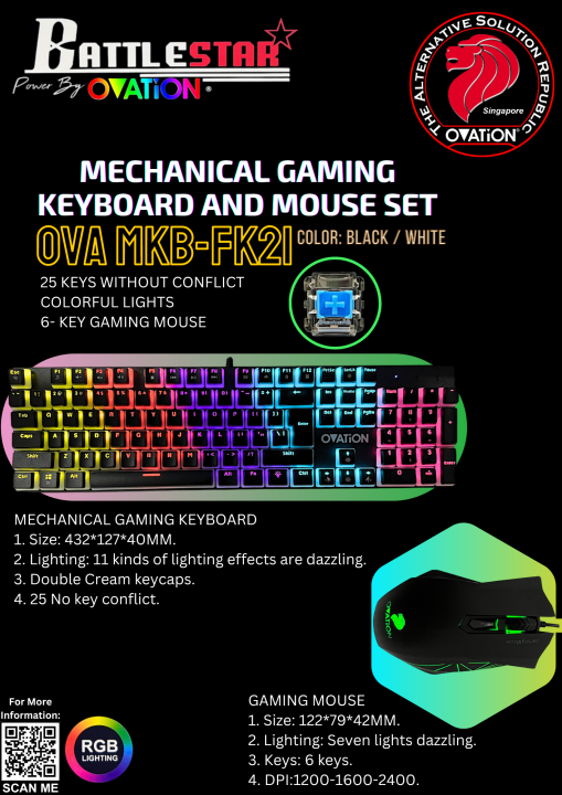 OVATION BTS KF 2N1 MECHANICAL KEYBOARD AND MOUSE SET BLACK AND WHITE ...