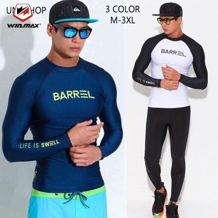 Winmax Men Long Sleeve Swim Shirt Swimming Shorts Wetsuit Rashguard ...