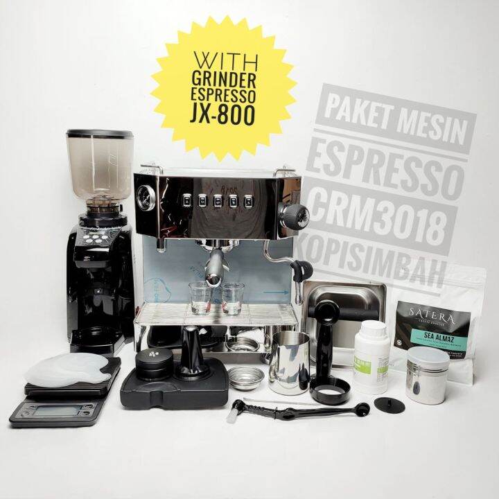 Paket Mesin Kopi Espresso Gemilai CRM 3018 + Electric Coffee Grinder Set Alat Seduh Pembuat Kopi ...