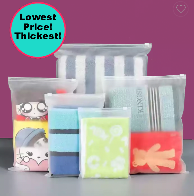 frosted zip lock/bag for packing or travel use in 210 microns thickness ...