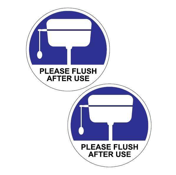 PLEASE FLUSH AFTER USE TOILET VINYL SIGN STICKER 2'S 100X100MM. WE ...