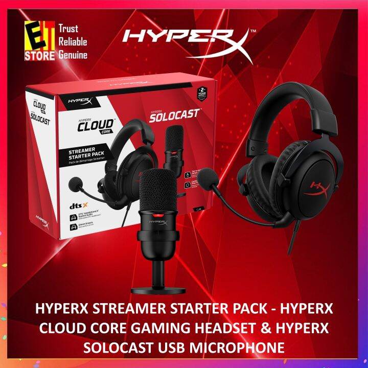 HYPERX STREAMER STARTER PACK - HYPERX CLOUD CORE GAMING HEADSET ...