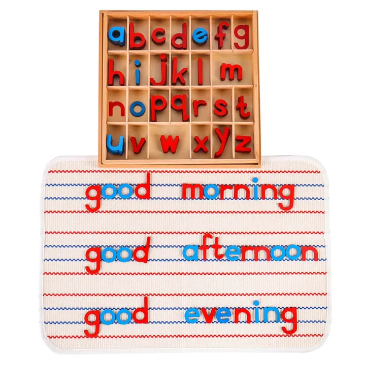 Montessori Language Wood - Small Movable Alphabet (Red & Blue) with Mat ...