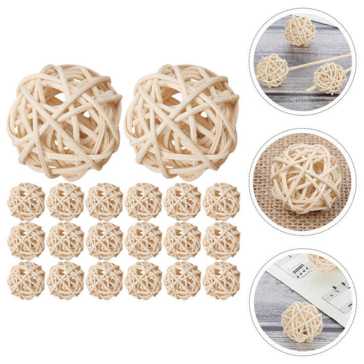 Hemoton Takraw Reed Oil Diffusers Rattan Sphere Ball Craft Dining Table ...
