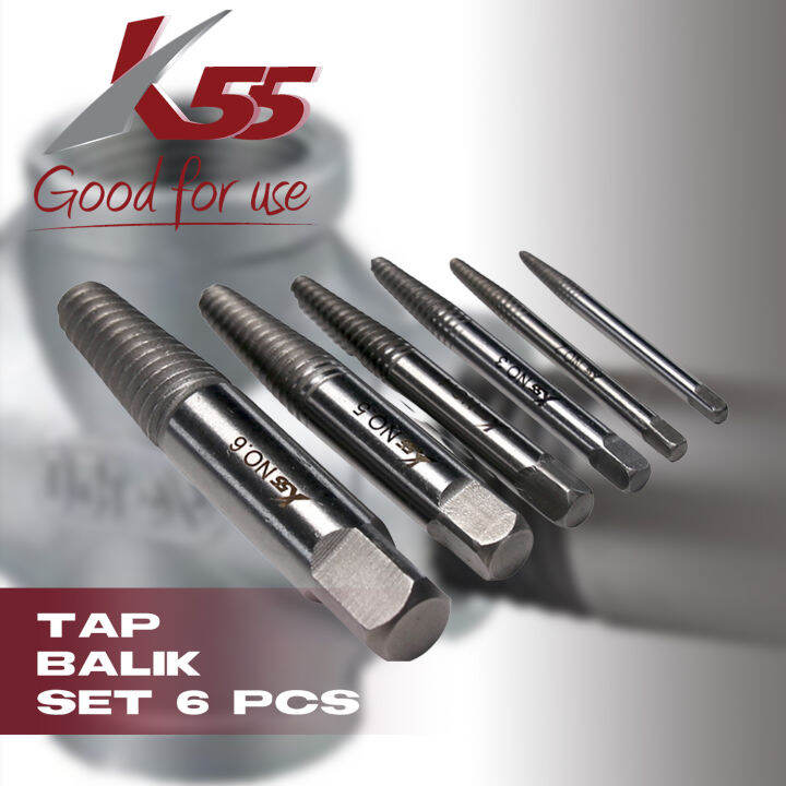 K55 Pembuka Baut Drat Kran Rusak Patah Set 6pcs Bolt Pipe Extractor Tap Balik | Lazada Indonesia