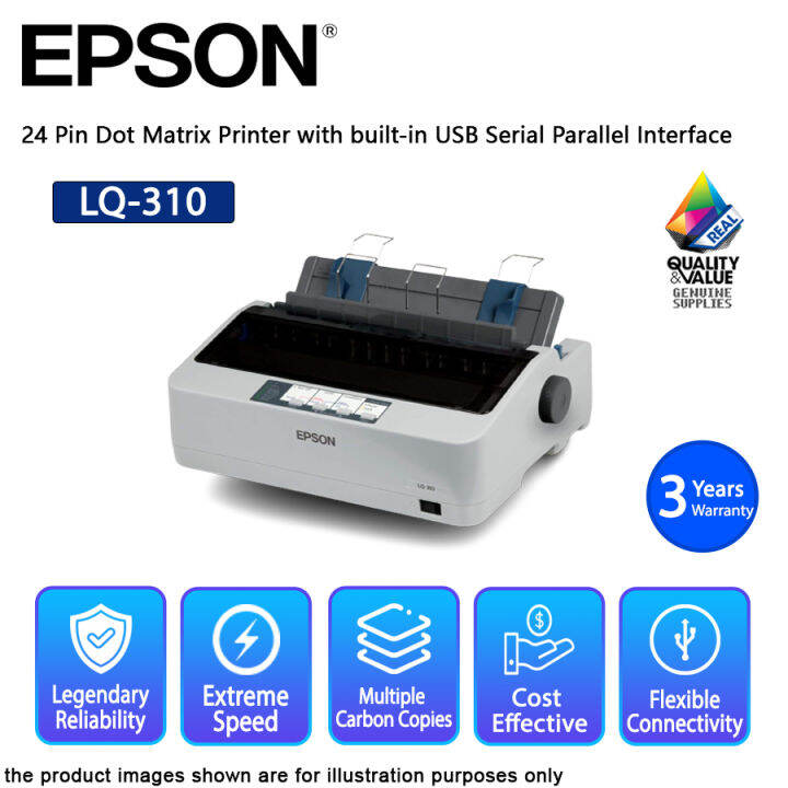 EPSON LQ310 24 Pin Dot Matrix Printer with built-in USB Serial Parallel ...