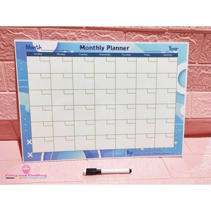 Erasable / Reusable Monthly Planner Board with Free A3 and A4 Size ...