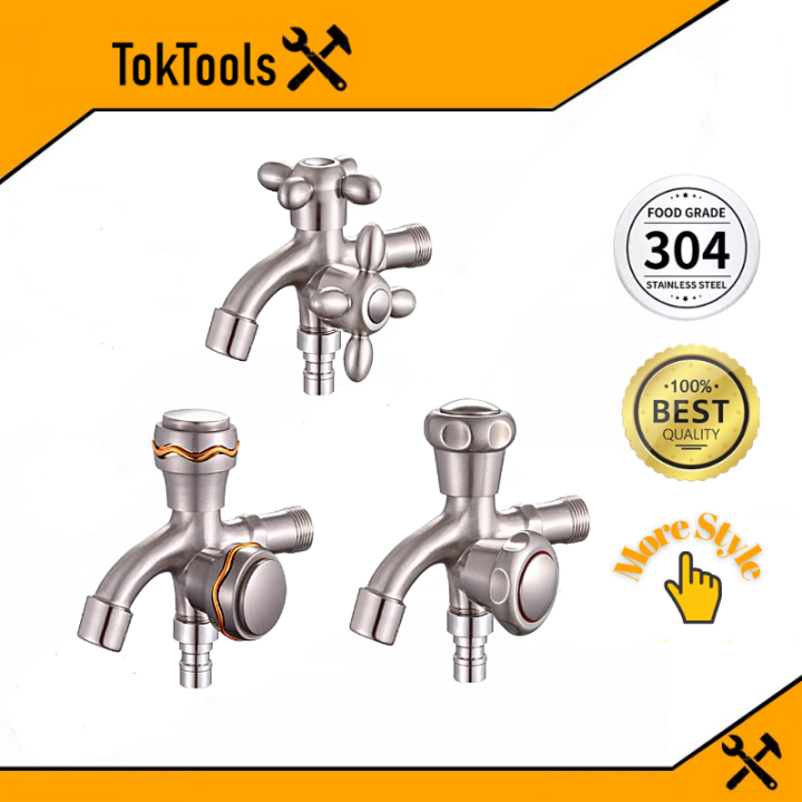 Two Way Faucet Valve Stainless SUS304 Bathroom Sink Wall Type Washing ...