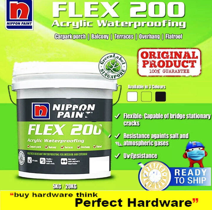 NIPPON PAINT Flex 200 Arcylic Waterproofing 5KG (White & Grey) Roof ...