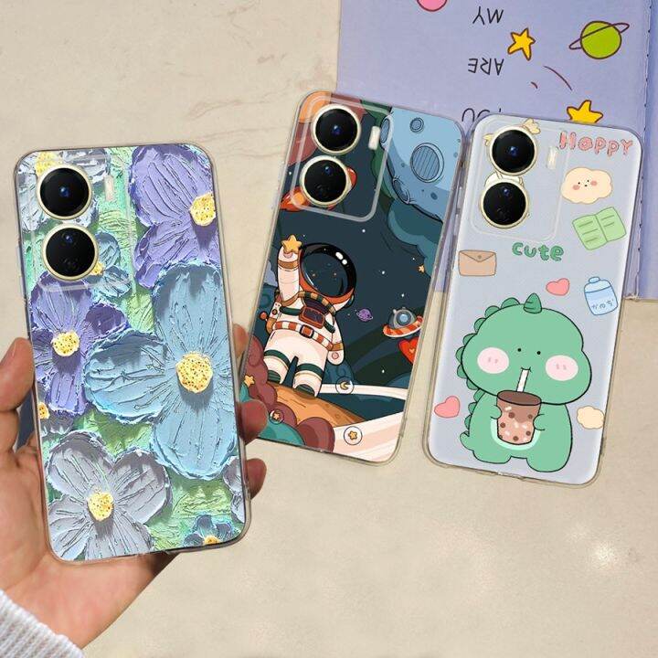 เคส V2204สำหรับ Vivo Y16 4G มีสไตล์2023ลายพิมพ์ดอกไม้ผีเสื้อเคสโทรศัพท์ ...