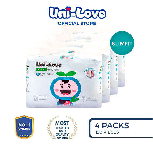 UniLove Slim Fit Baby Pants 30's (Large) x4 | Lazada PH