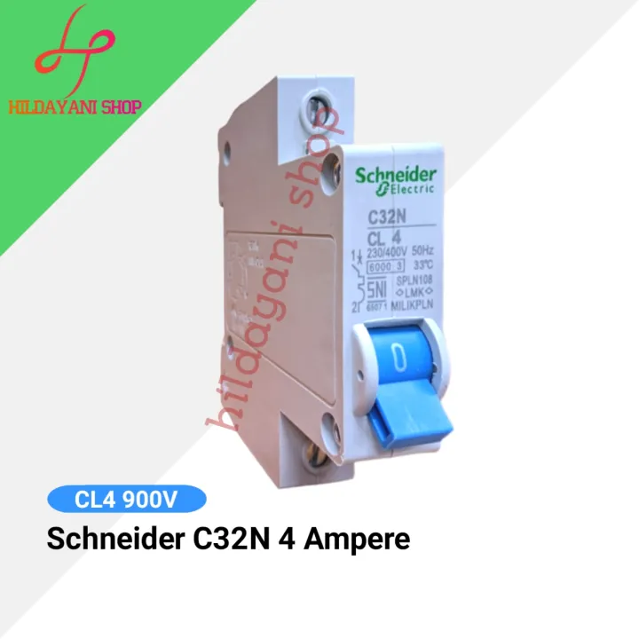 MCB Schneider CL4 4 Ampere C32N Biru Spln PLN 900W 900 Watt Anti Jeglek ...