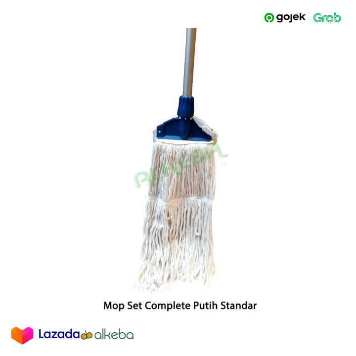 mop set putih complete kain putih premium / tongkat + frame + kain ...