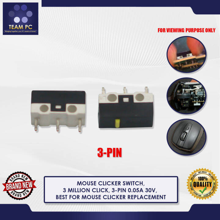 MOUSE CLICKER SWITCH, 3 MILLION CLICK, 3-PIN 0.05A 30V, BEST FOR MOUSE ...