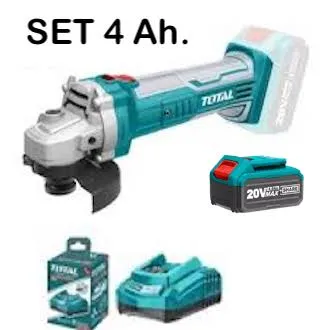TOTAL 🇹🇭 SET 4 Ah. เครื่องเจียร์ 4 นิ้ว รุ่น TAGLI1002 พร้อมแบตและแท่น ...